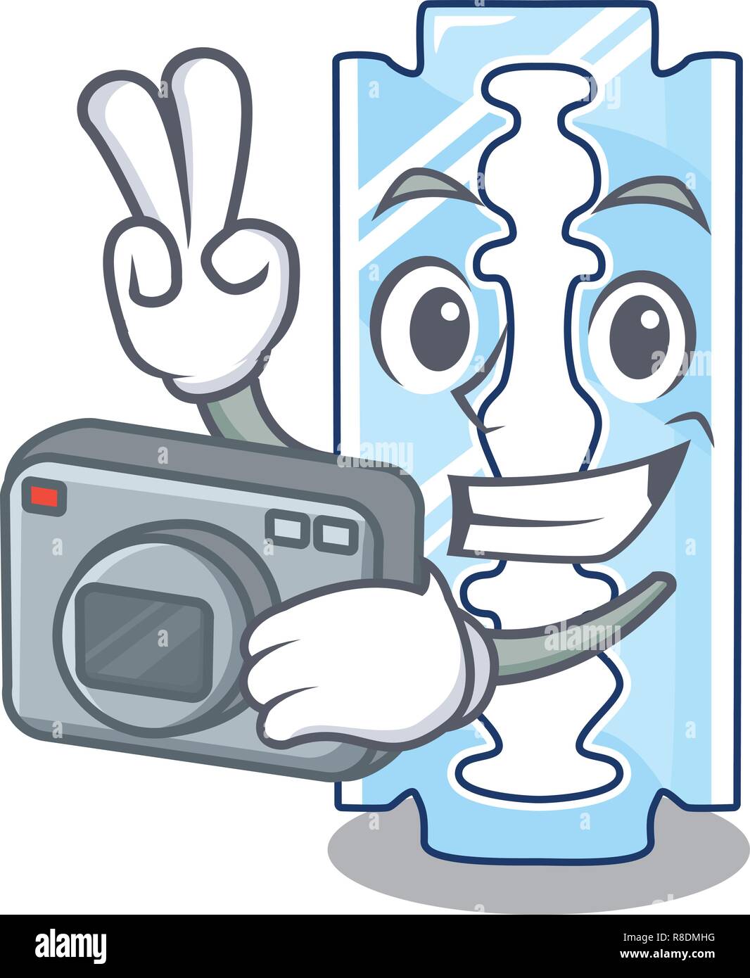 Photographer razor blade and border cartoon cyan Stock Vector Image ...