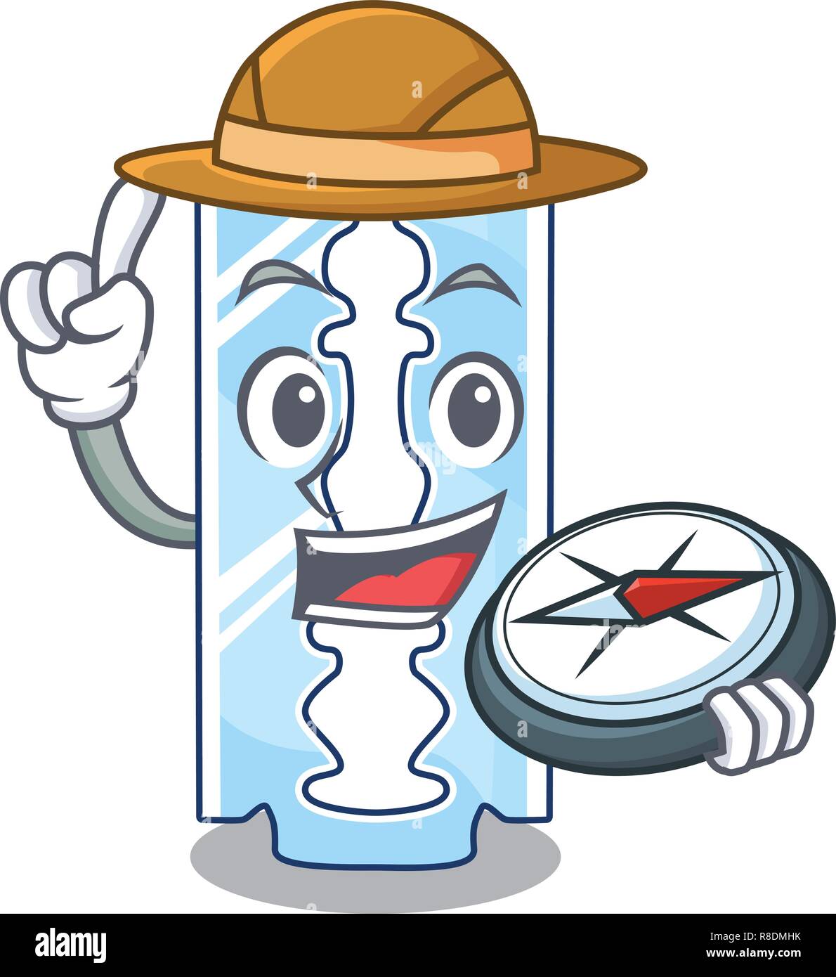 Explorer razor blade and border cartoon cyan Stock Vector Image & Art ...