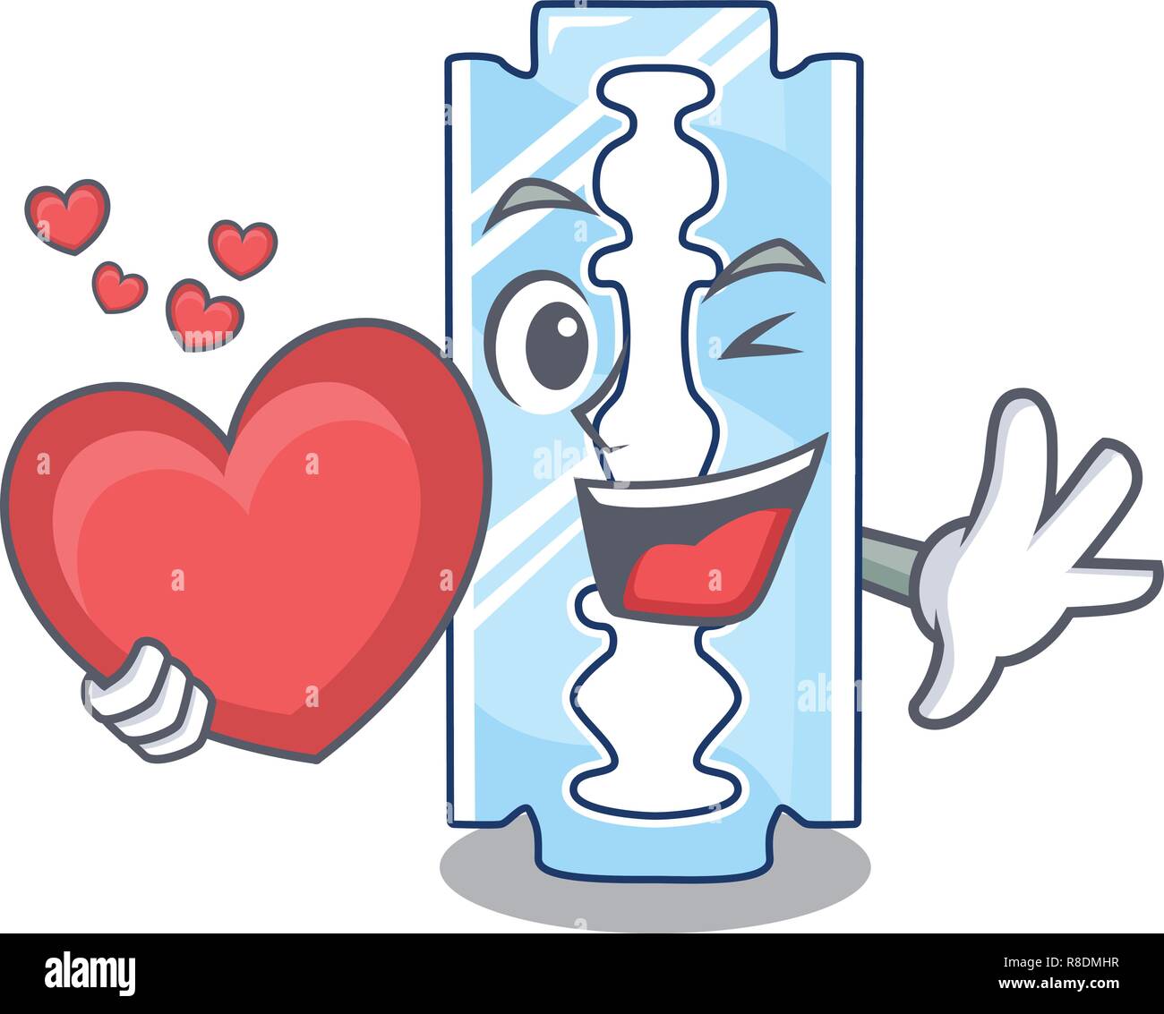 With heart razor blade and border cartoon cyan Stock Vector Image & Art ...