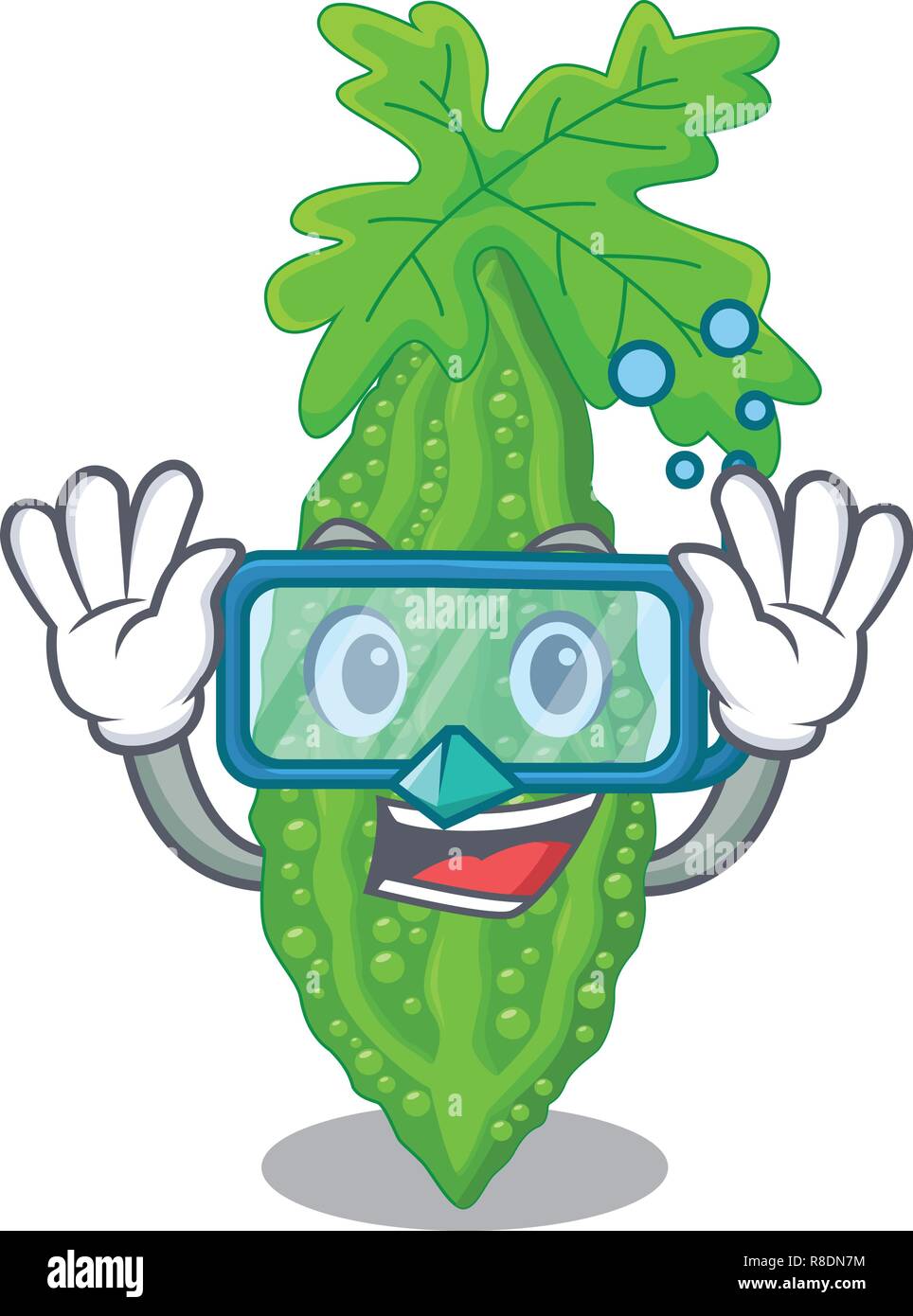 Diving bitter melon gourd on shape cartoon Stock Vector Image & Art - Alamy