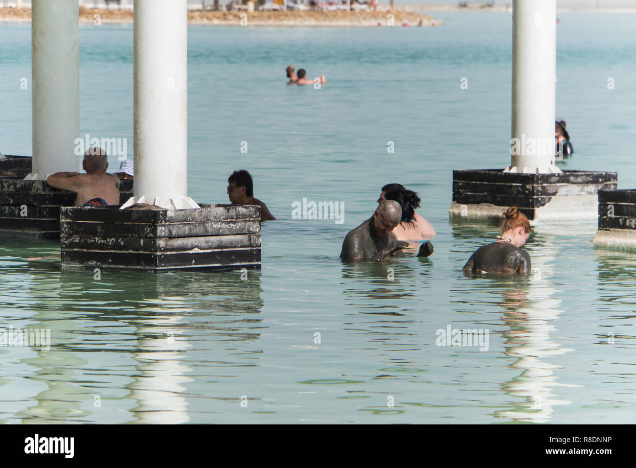 EIN BOKEK, ISRAEL 22 October 2018: People floating in Dead Sea circa in Ein Bokek Stock Photo ...