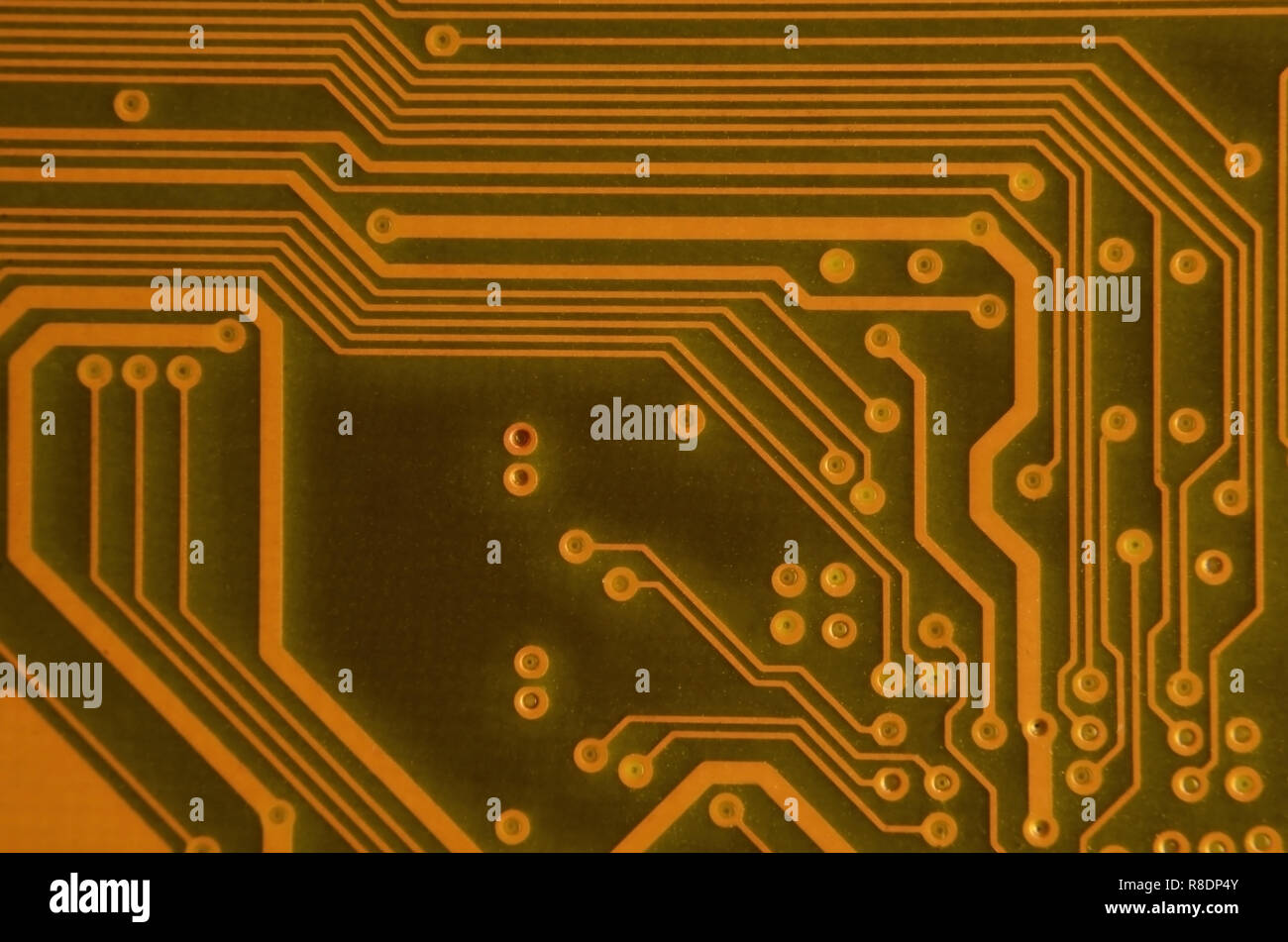 Close up of colored micro circuit board. Abstract technology background ...