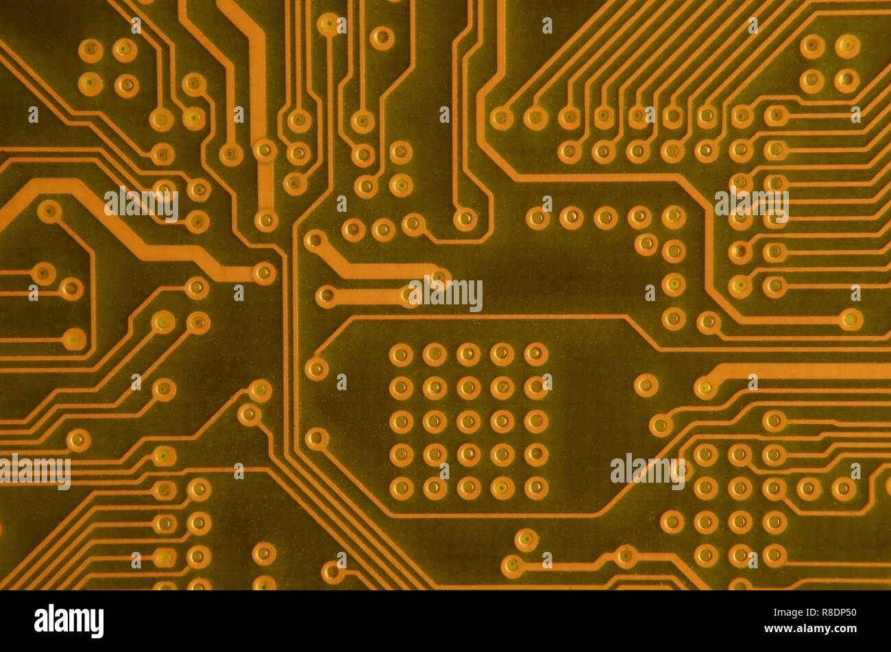 Close up of colored micro circuit board. Abstract technology background ...