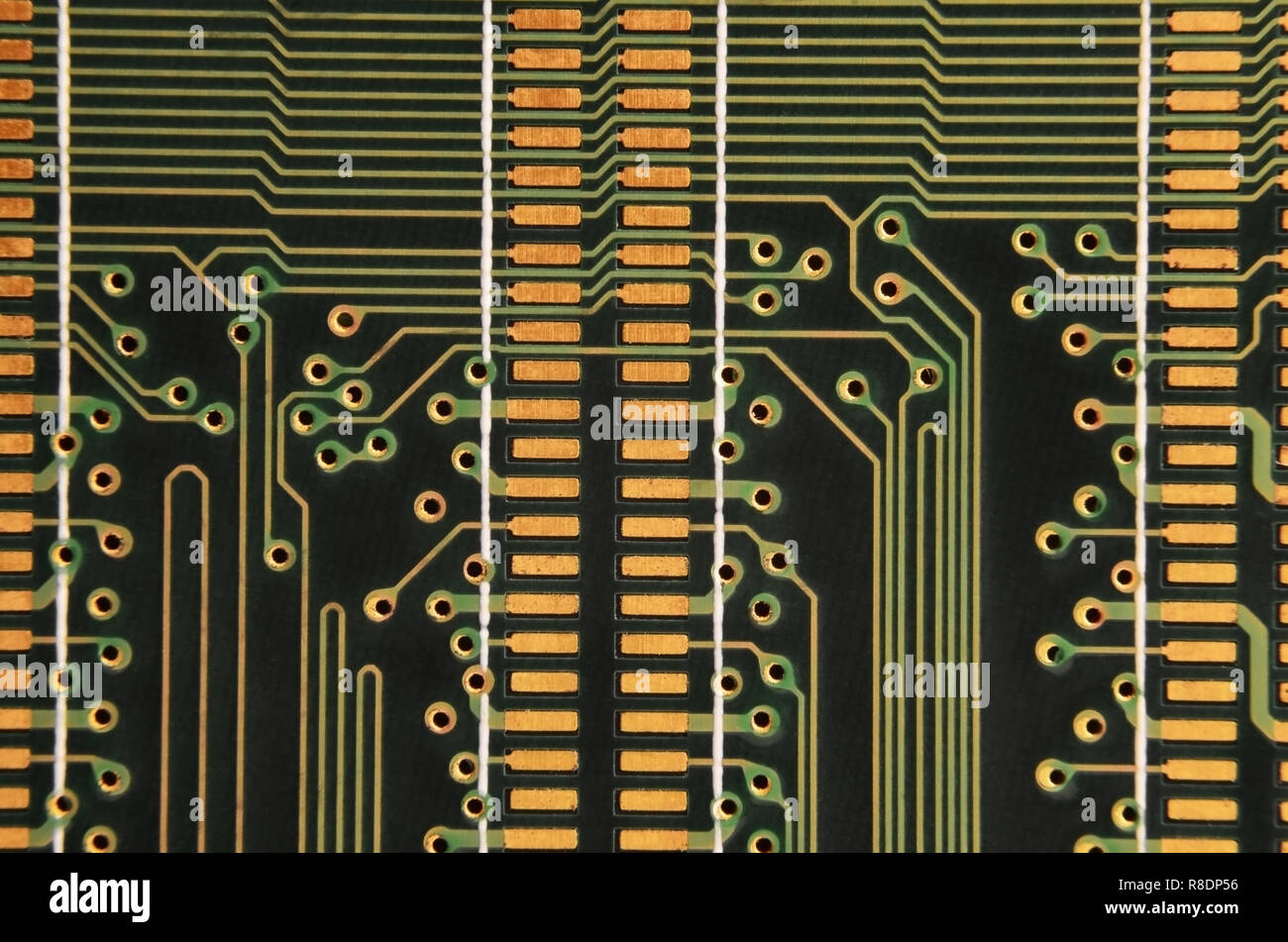 Close up of colored micro circuit board. Abstract technology background ...