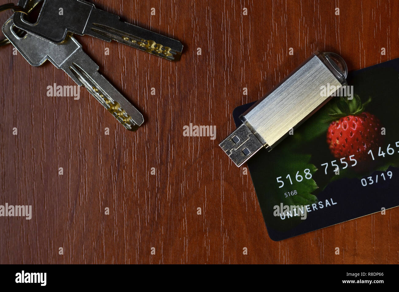 Credit card, memory card and keys - Online security or real estate ...