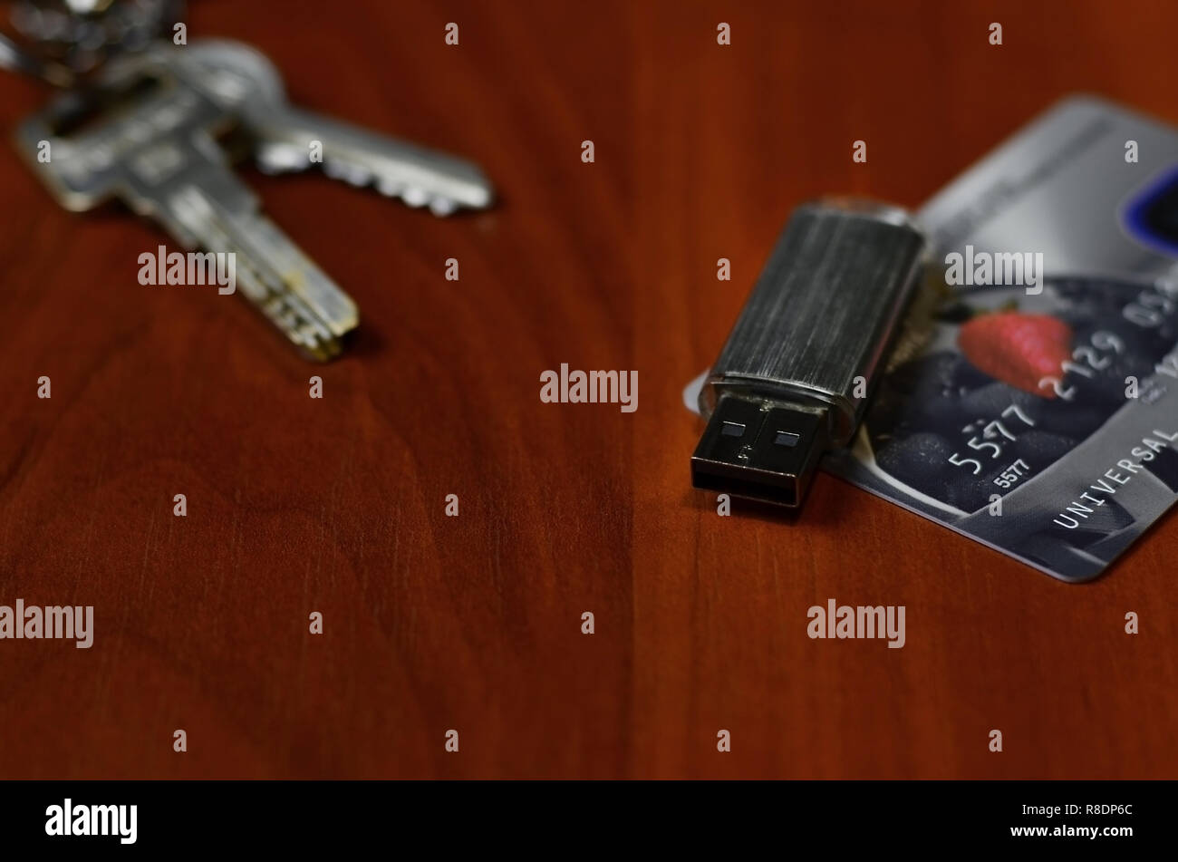 Credit card, memory card and keys - Online security or real estate ...