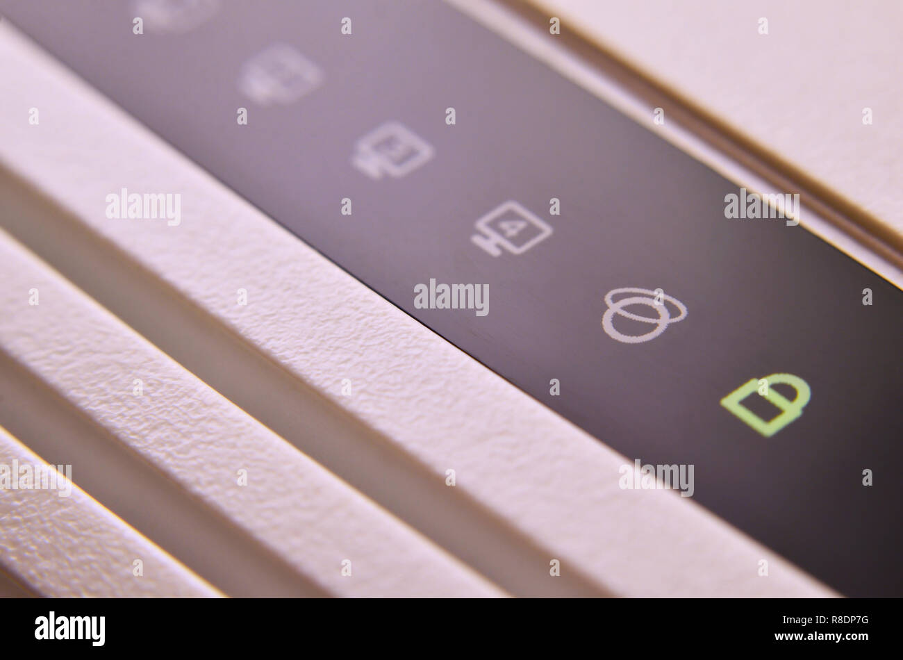 Closeup of internet router LED lights showing connection status ...