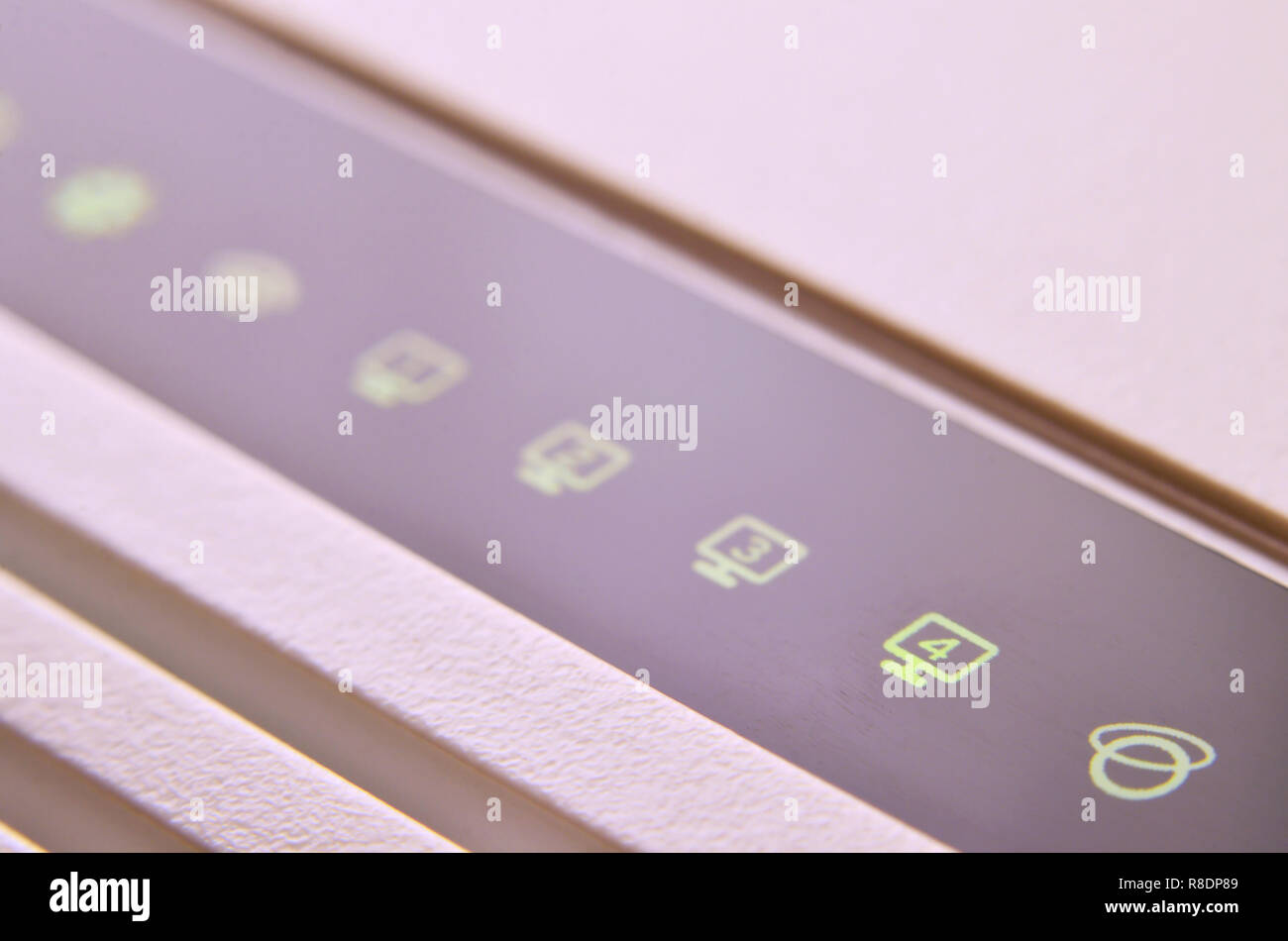 Closeup of internet router LED lights showing connection status ...