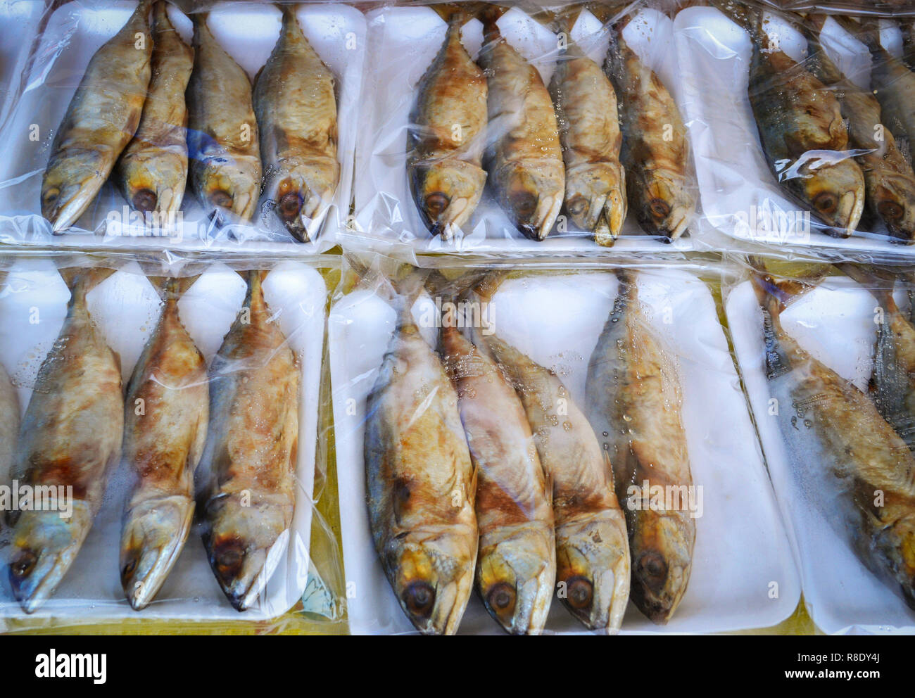 salted mackerel smoked fish in the local markets / food preservation of ...