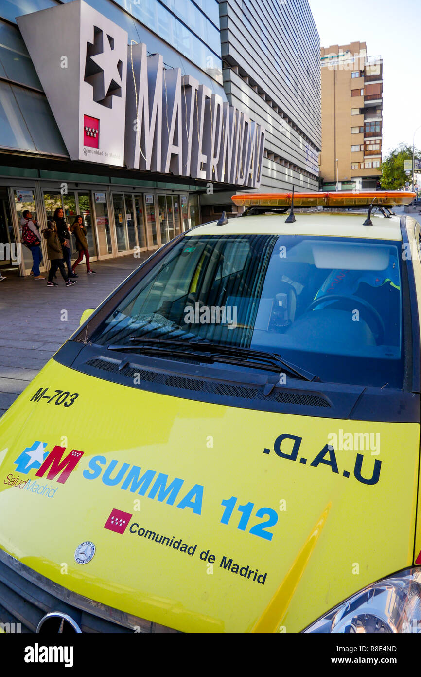Healthcare emergency vehicle, Madrid, Spain Stock Photo - Alamy