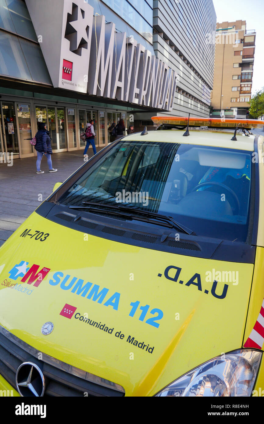 Healthcare emergency vehicle, Madrid, Spain Stock Photo - Alamy