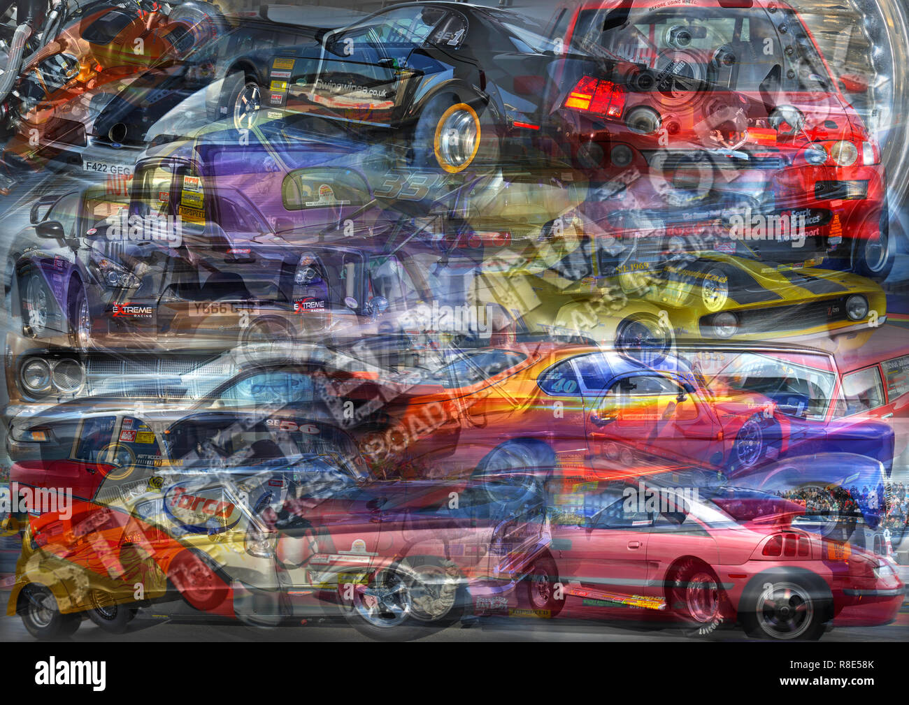 Montage of car automotive photos Stock Photo - Alamy