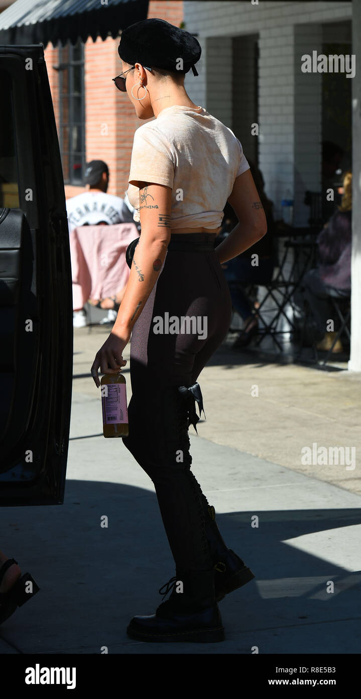 Halsey is all style as she picks up coffee wearing a Gucci belt bag and ...