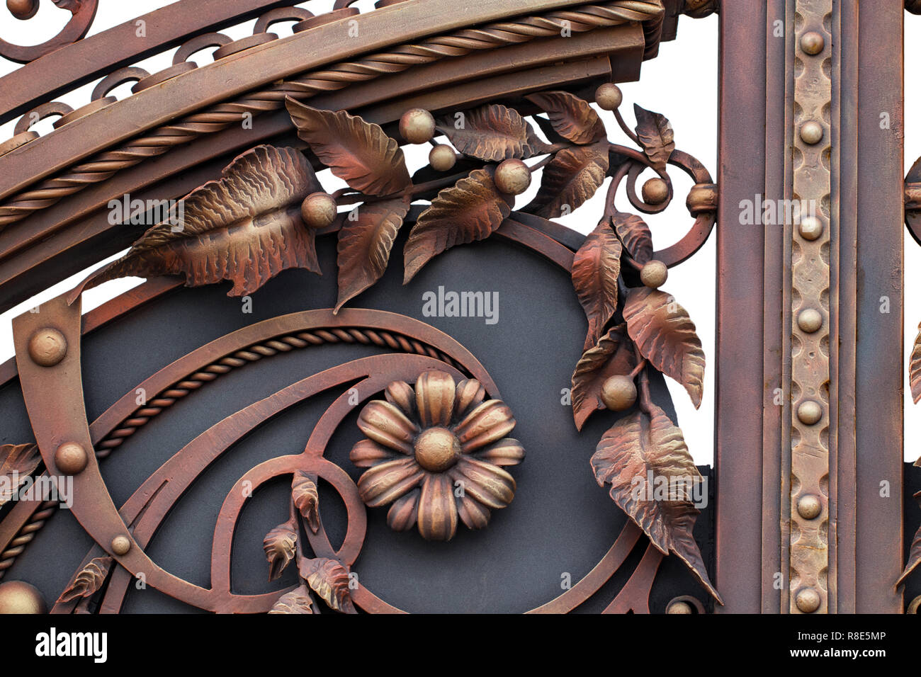 The fragment of forged metal products. close-up. On white background ...
