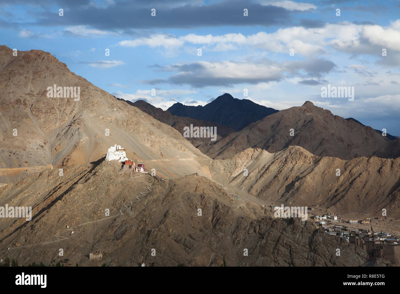Landscape with Tsemo Maitreya Temple, Tsemo Goenkhang (protector temple ...