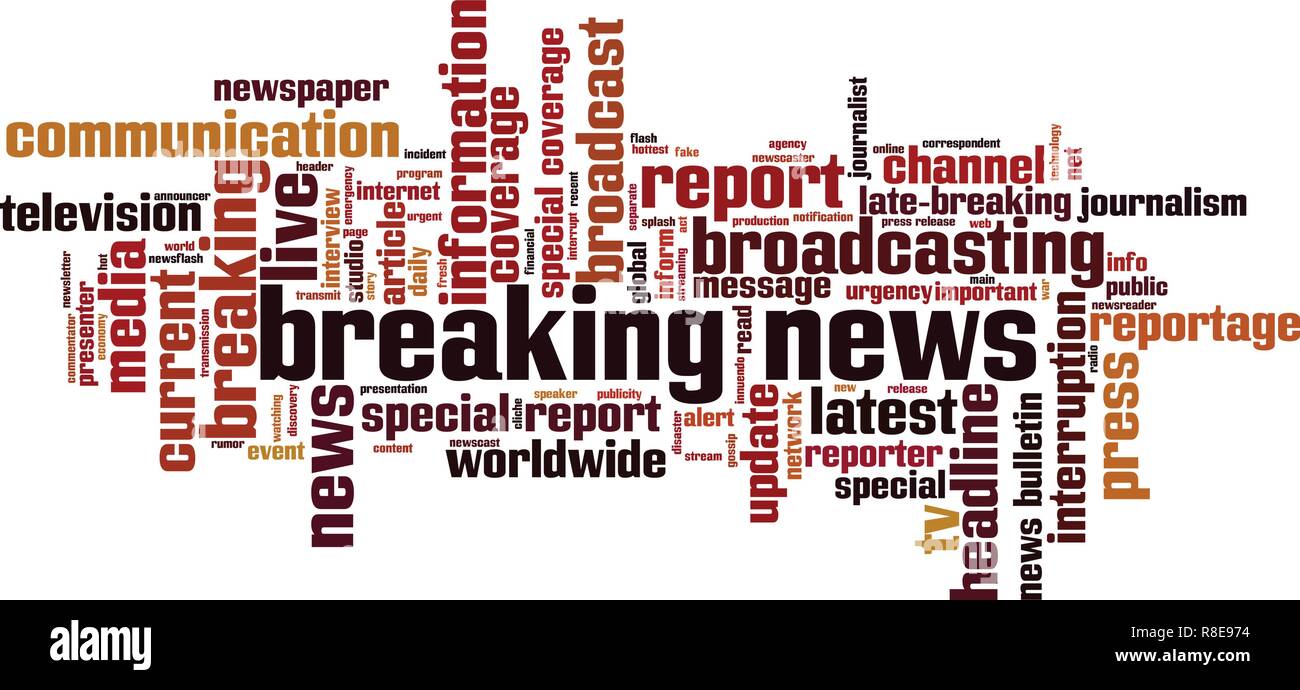 Breaking news word cloud concept. Vector illustration Stock Vector ...