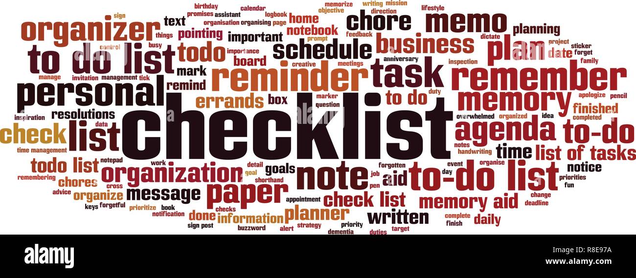 Checklist word cloud concept. Vector illustration Stock Vector Image ...