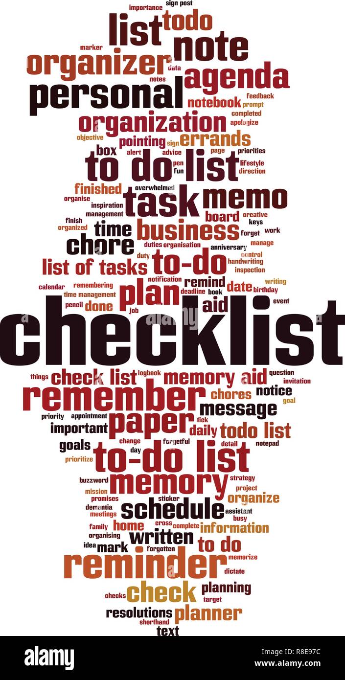 Checklist word cloud concept. Vector illustration Stock Vector Image ...