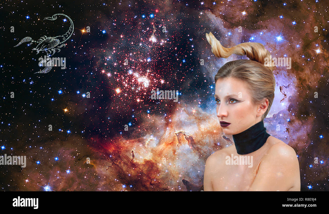Scorpio Zodiac Sign. Astrology and horoscope concept, Beautiful woman ...