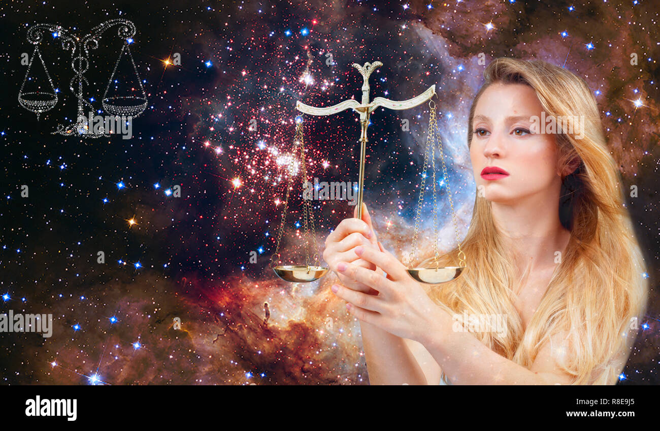Libra Zodiac Sign. Astrology and horoscope concept, Beautiful woman ...