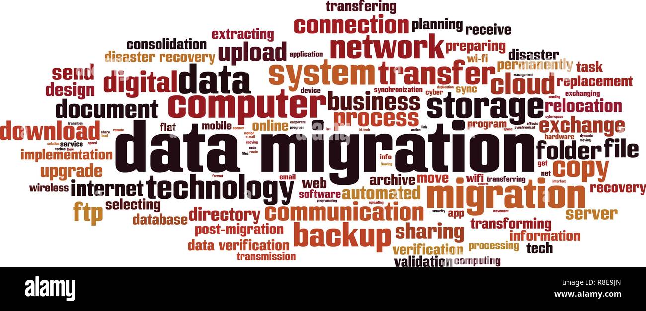 Data migration word cloud concept. Vector illustration Stock Vector ...