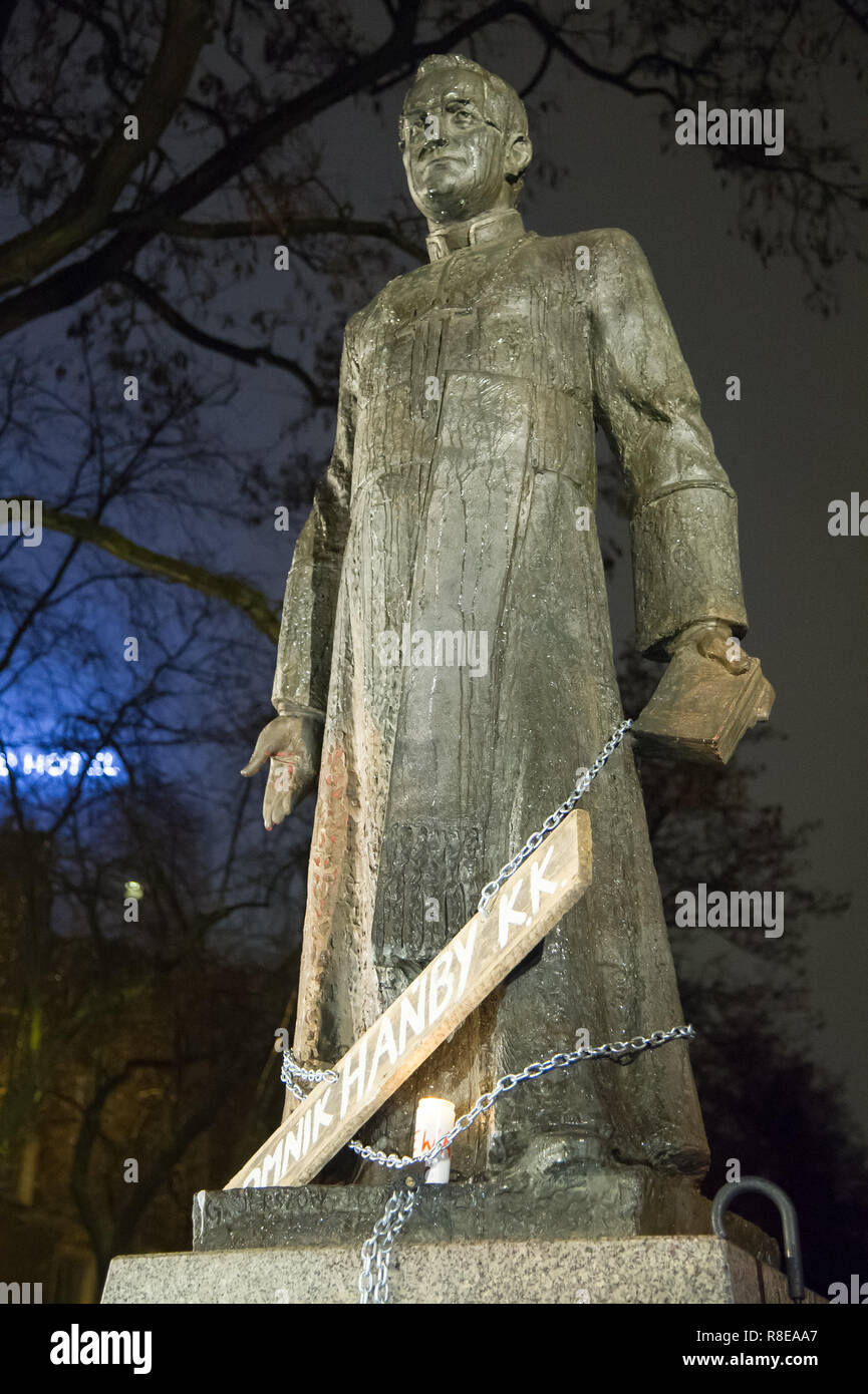 Statue of Father Henryk Jankowski in Gdansk, Poland. December 7th 2018 ...