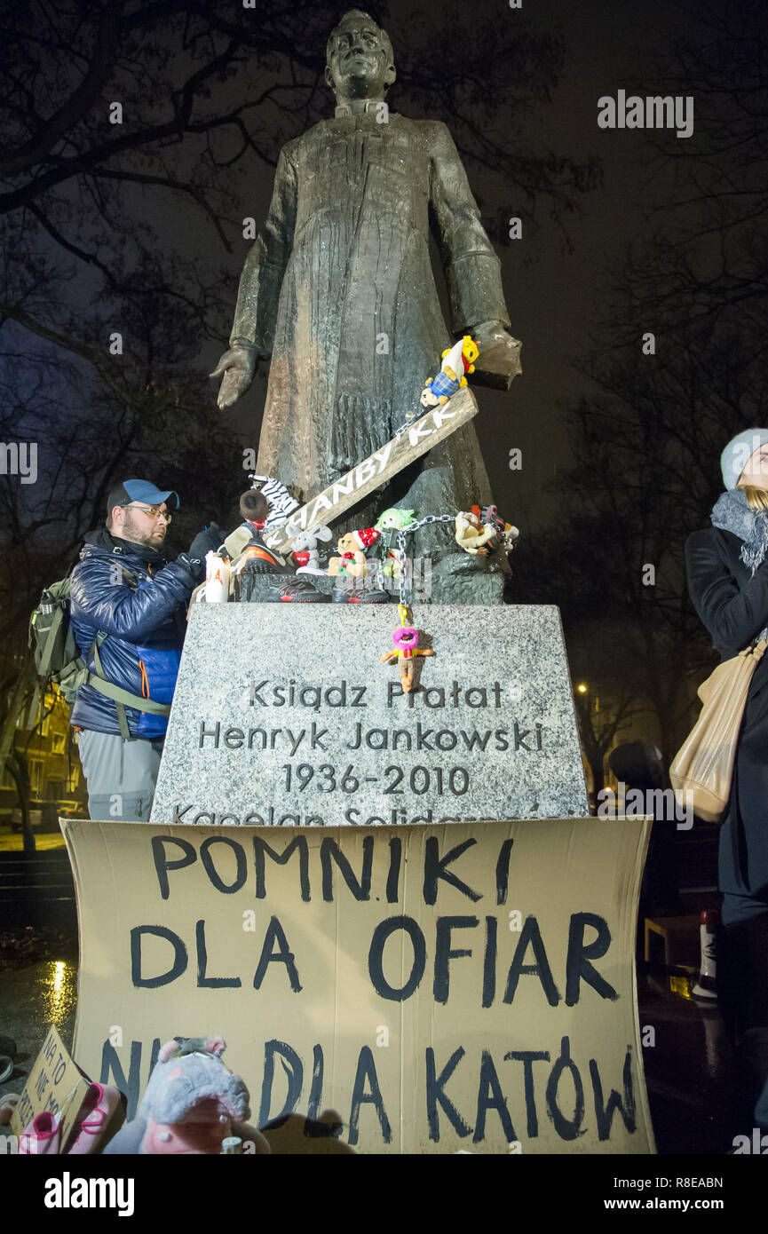 Statue of Father Henryk Jankowski in Gdansk, Poland. December 7th 2018 ...