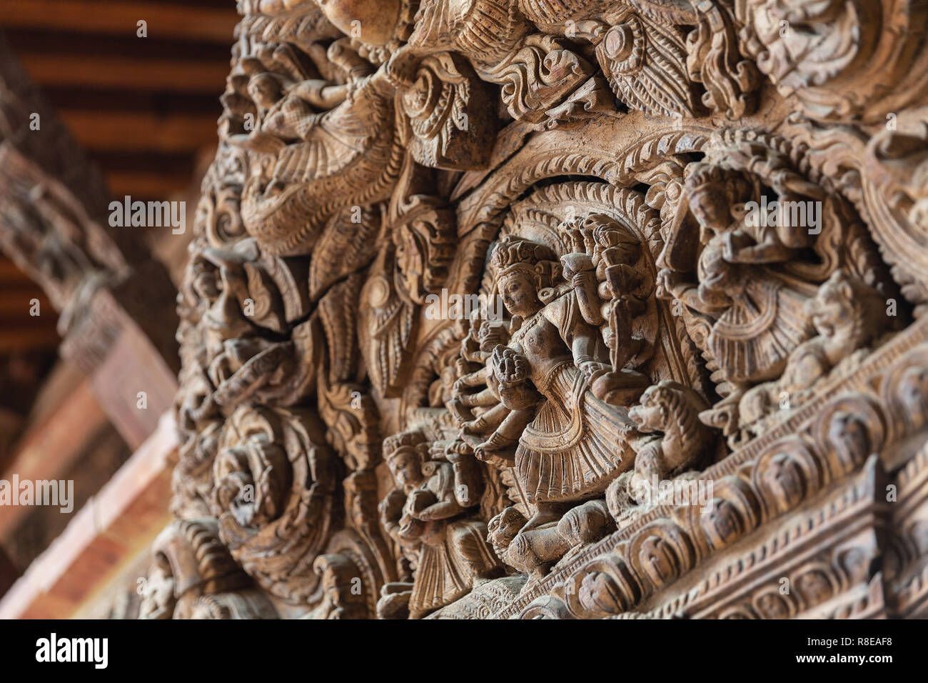 Hindu woodcarving above door in Hanuman Dhoka Palace Complex in Patan ...