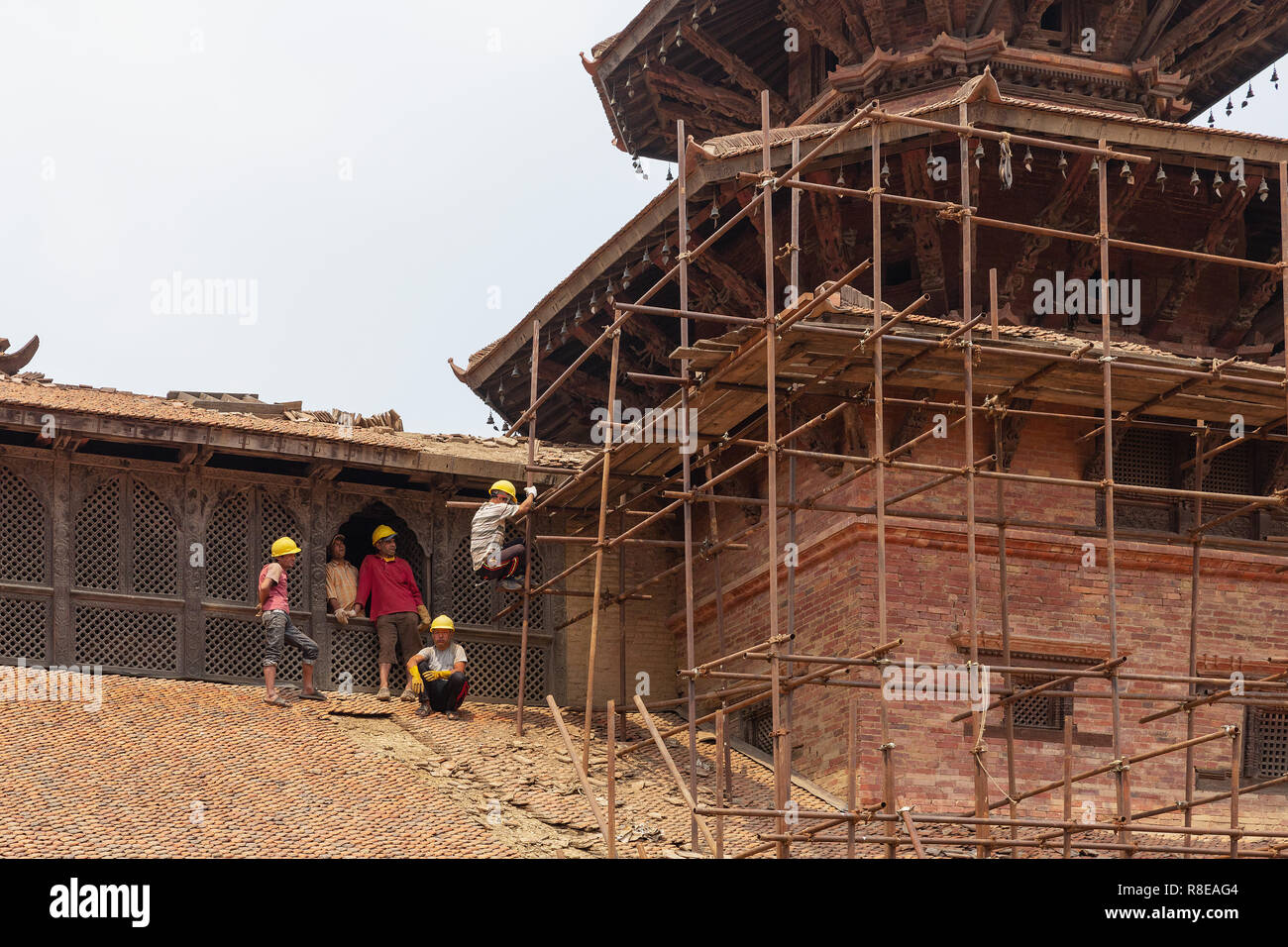Construction scaffolding and building renovation of earthquake damage ...