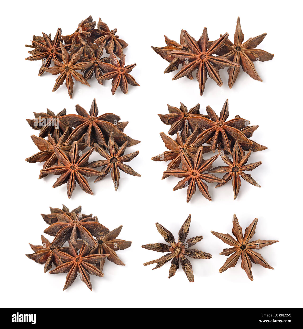 Star anise spice fruits and seeds isolated on white background Stock ...