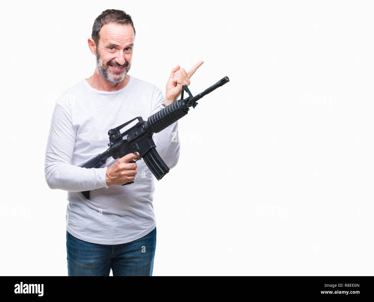Man Pointing Gun To The Side