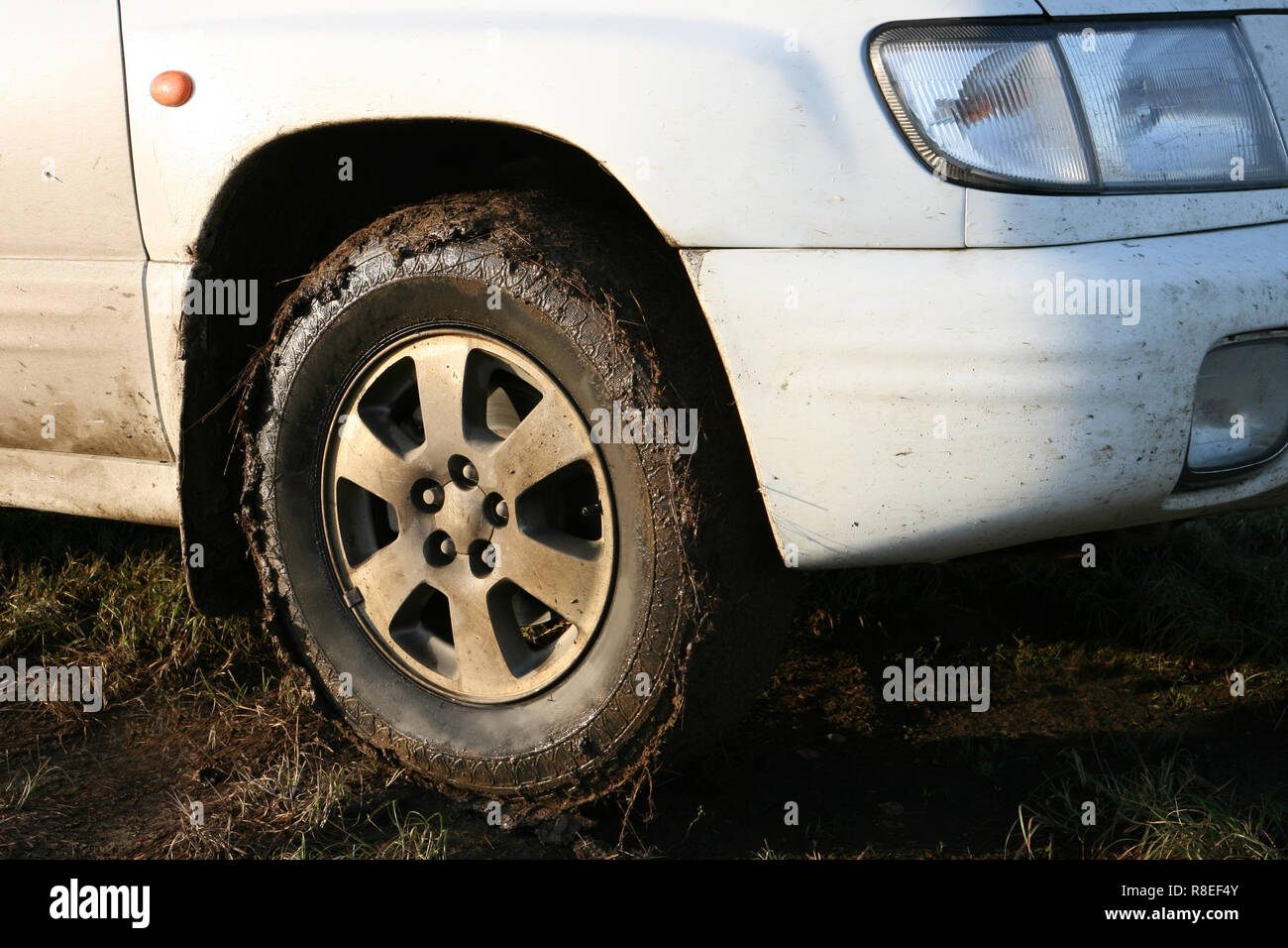 Dirty wheel in morning light Stock Photo - Alamy