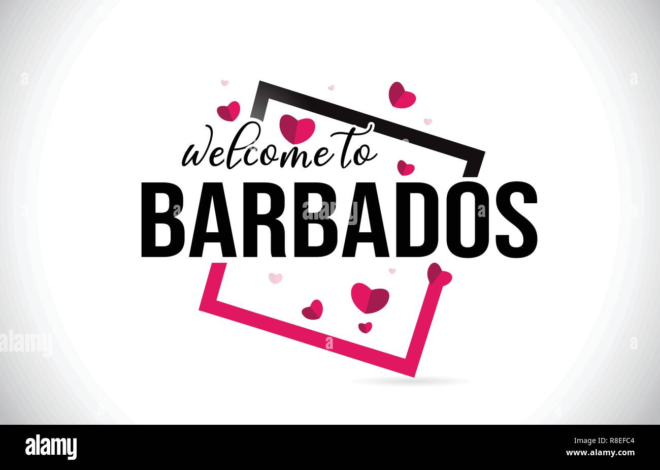 Barbados Welcome To Word Text with Handwritten Font and Red Hearts ...