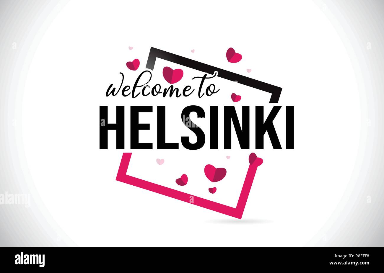 Helsinki Welcome To Word Text with Handwritten Font and Red Hearts ...