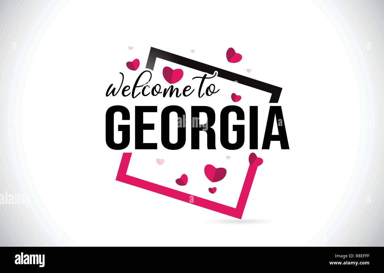 Georgia Welcome To Word Text with Handwritten Font and Red Hearts ...