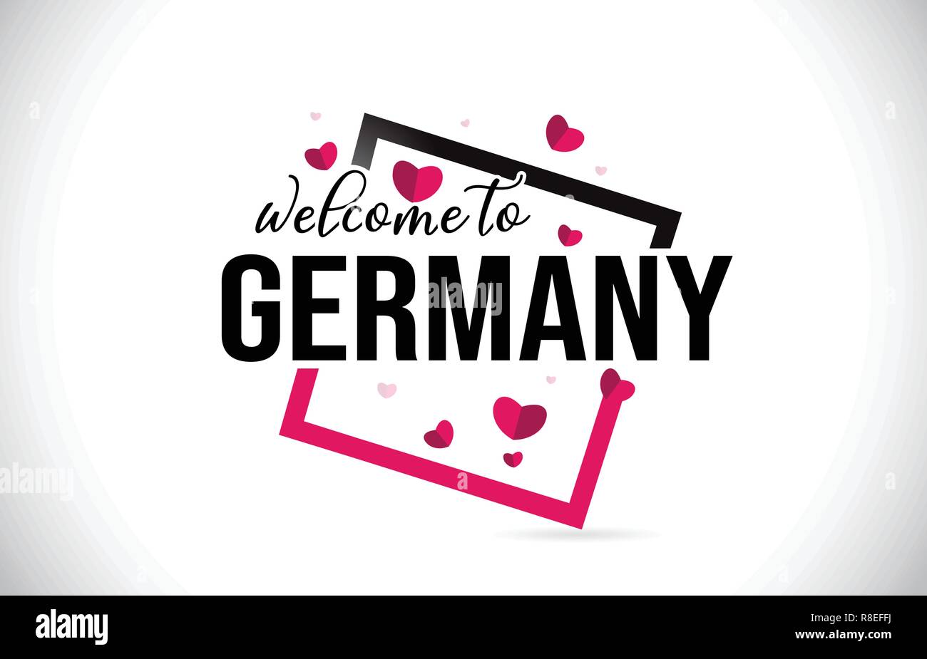 Germany Welcome To Word Text with Handwritten Font and Red Hearts ...