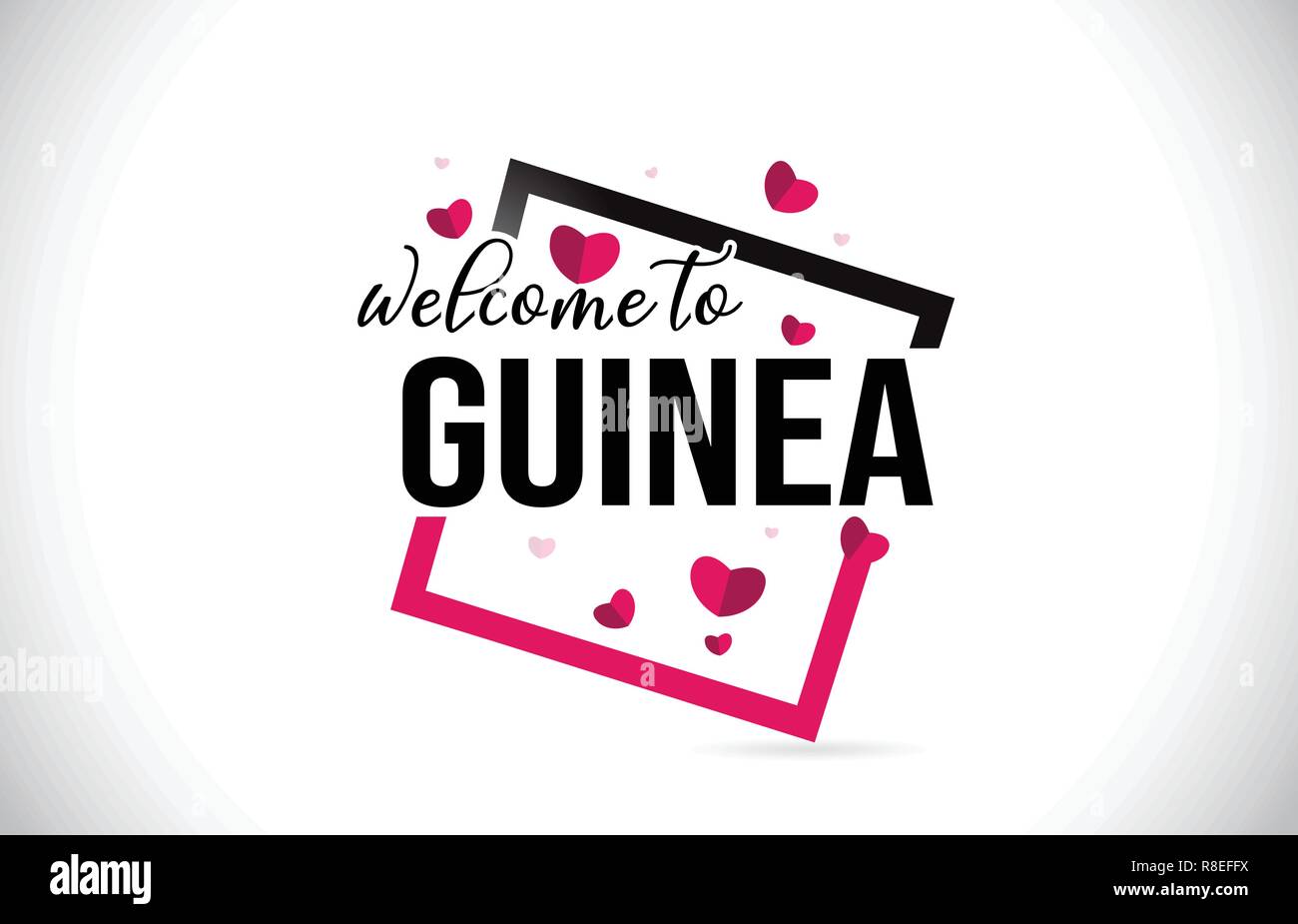 Guinea Welcome To Word Text with Handwritten Font and Red Hearts Square ...