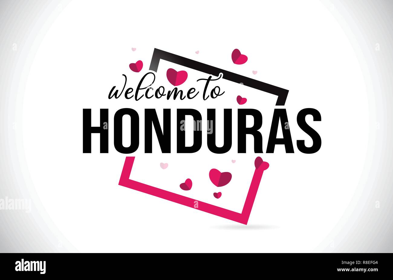 Honduras Welcome To Word Text with Handwritten Font and Red Hearts ...