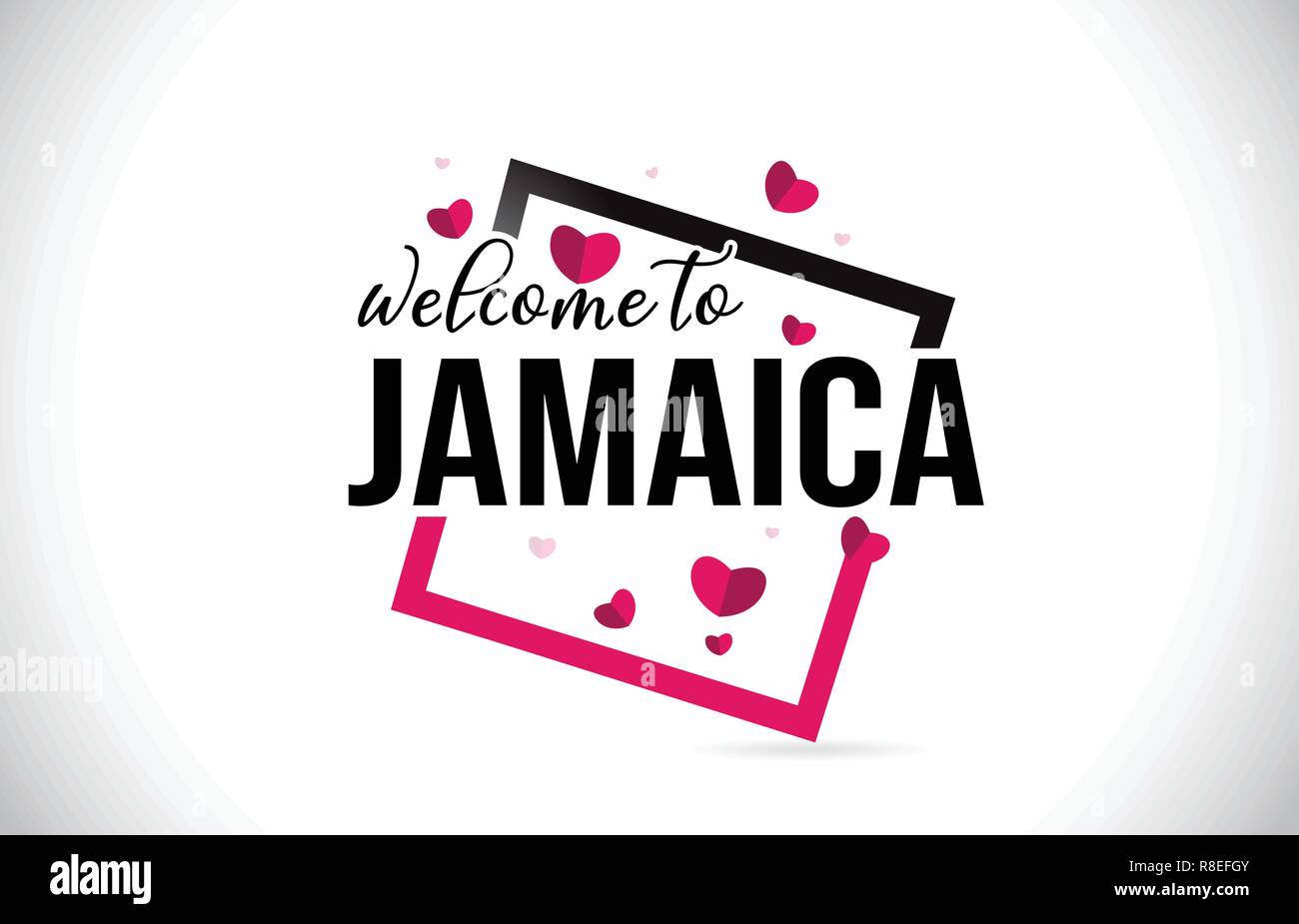 Jamaica Welcome To Word Text with Handwritten Font and Red Hearts ...