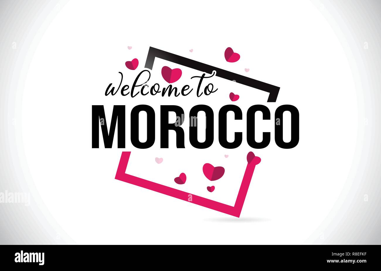 Morocco Welcome To Word Text with Handwritten Font and Red Hearts ...