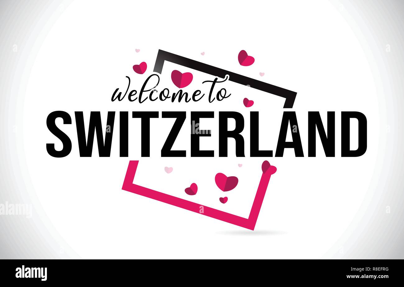 Switzerland Welcome To Word Text with Handwritten Font and Red Hearts ...