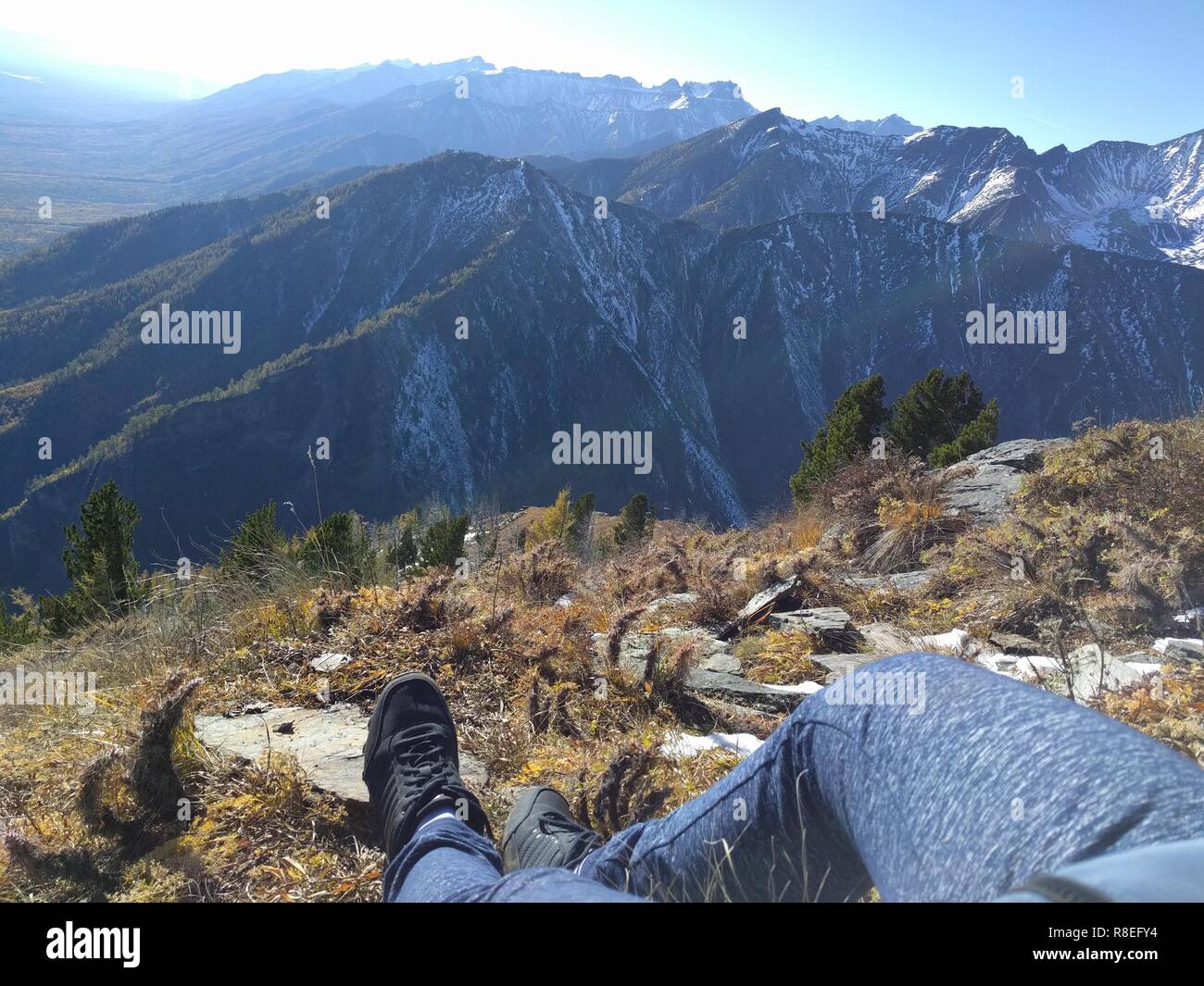 Pov view. Photos from the phone during the hike. Family travels. People ...