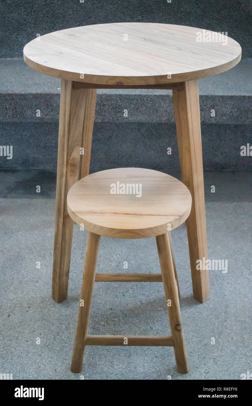 Simple set of wooden table and chair, stock photo Stock Photo - Alamy