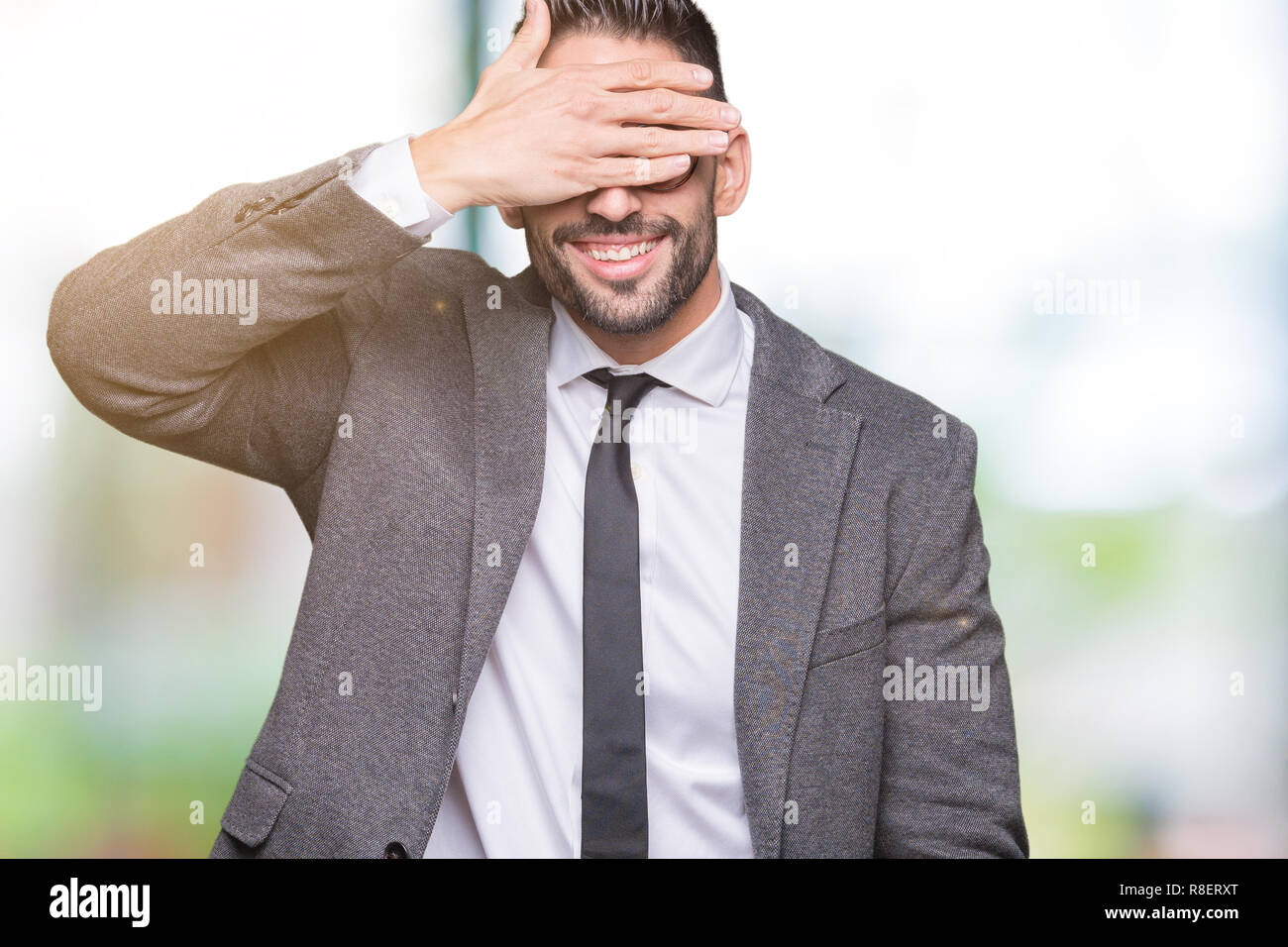 Young handsome business man over isolated background smiling and ...