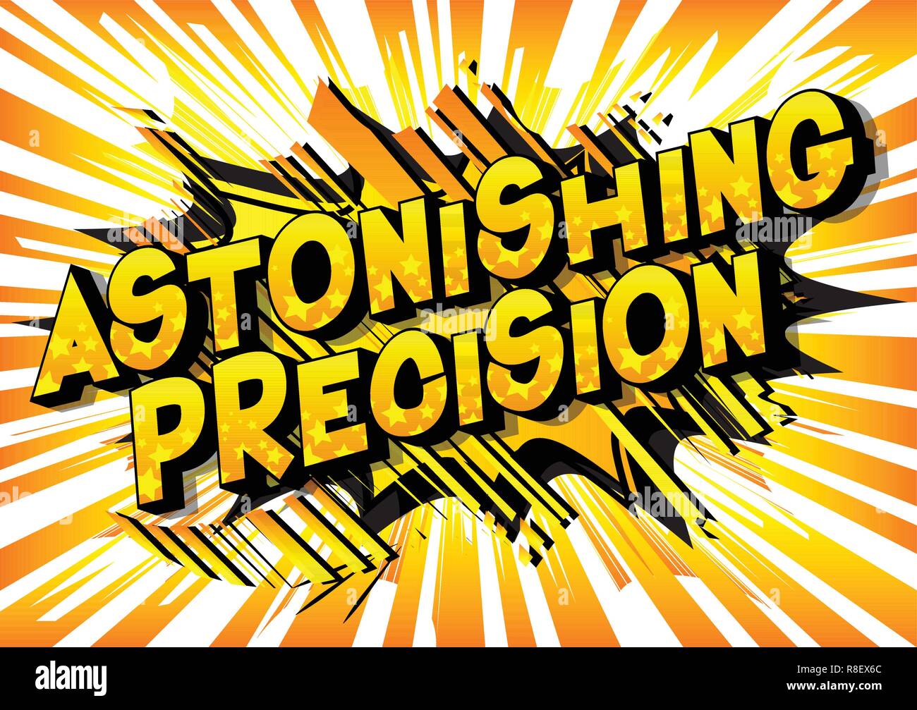 Astonishing Precision - Vector illustrated comic book style phrase on ...