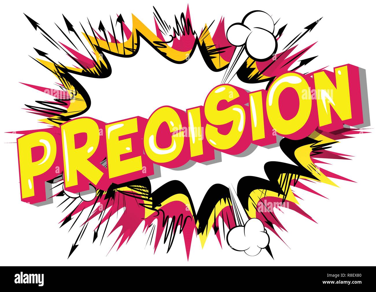 Precision - Vector illustrated comic book style phrase on abstract ...