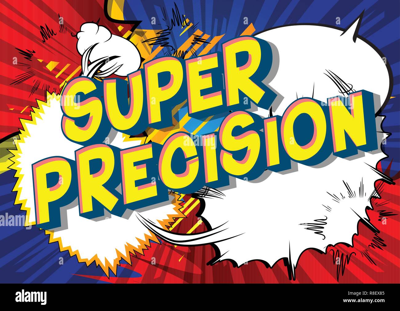 Super Precision - Vector illustrated comic book style phrase on ...
