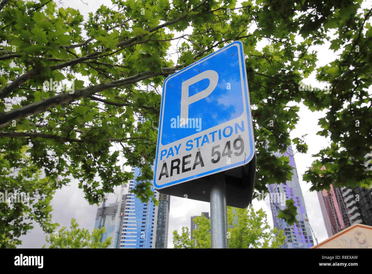 Car pay station sign parking Melbourne Australia Stock Photo - Alamy