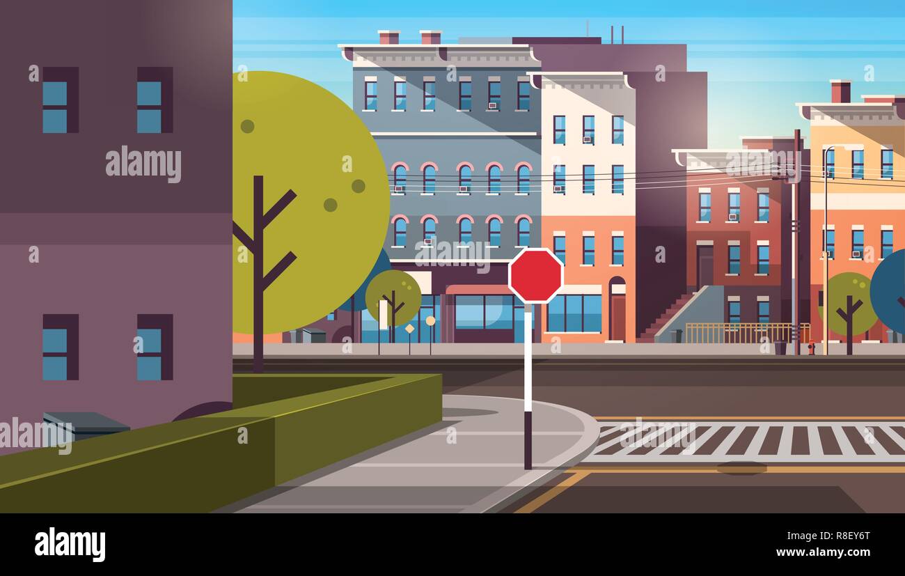 city street building houses architecture empty downtown road urban ...