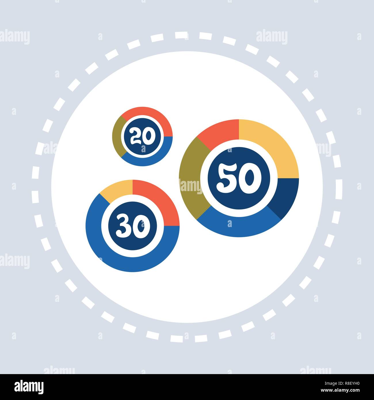 pie chart diagram percent number financial report presentation concept flat isolated Stock ...